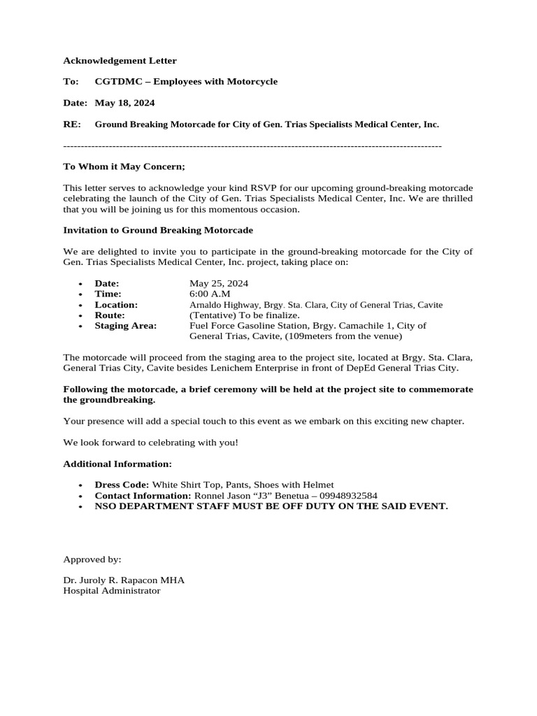 Acknowledgement Letter | PDF