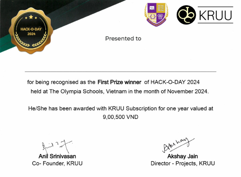 1st Prize Certificate | PDF