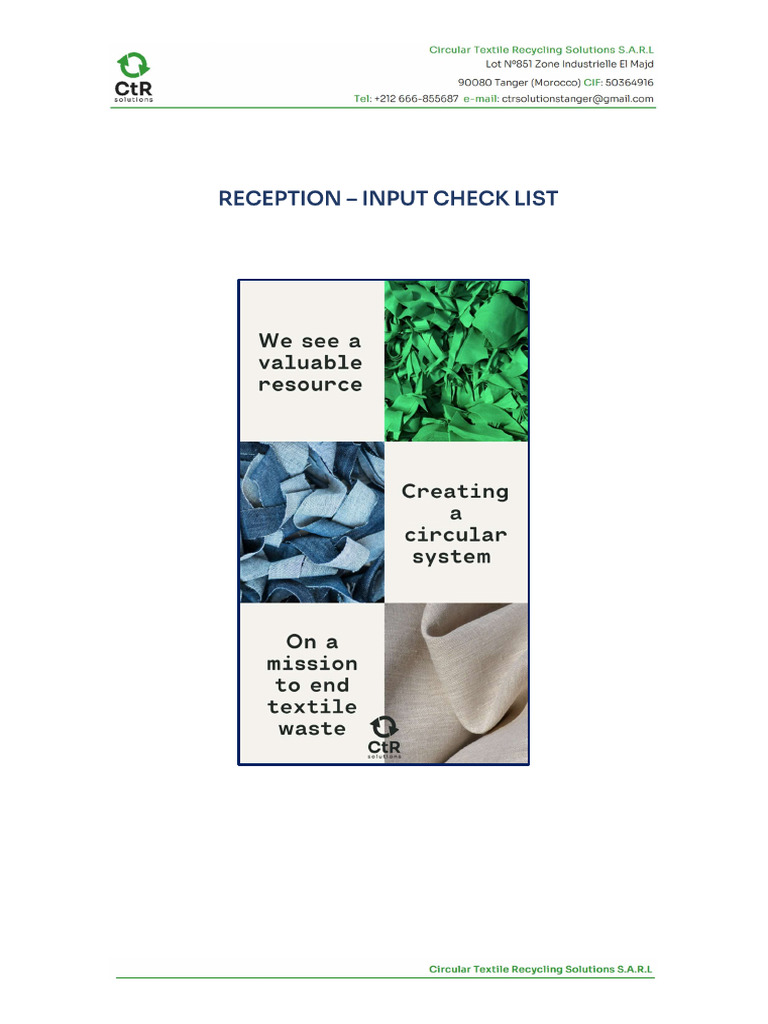 Reception Input Check List | PDF | Residuos | Informática