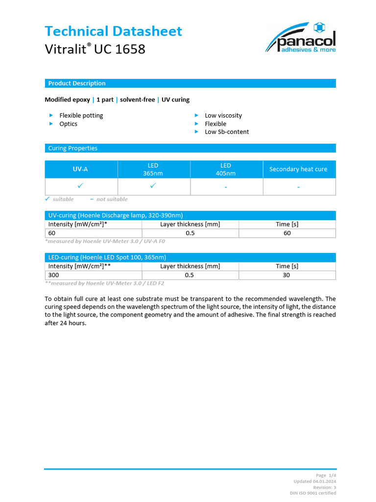 TDS Vitralit UC 1658 - Rev3 - EN | PDF | Epoxy | Ultraviolet