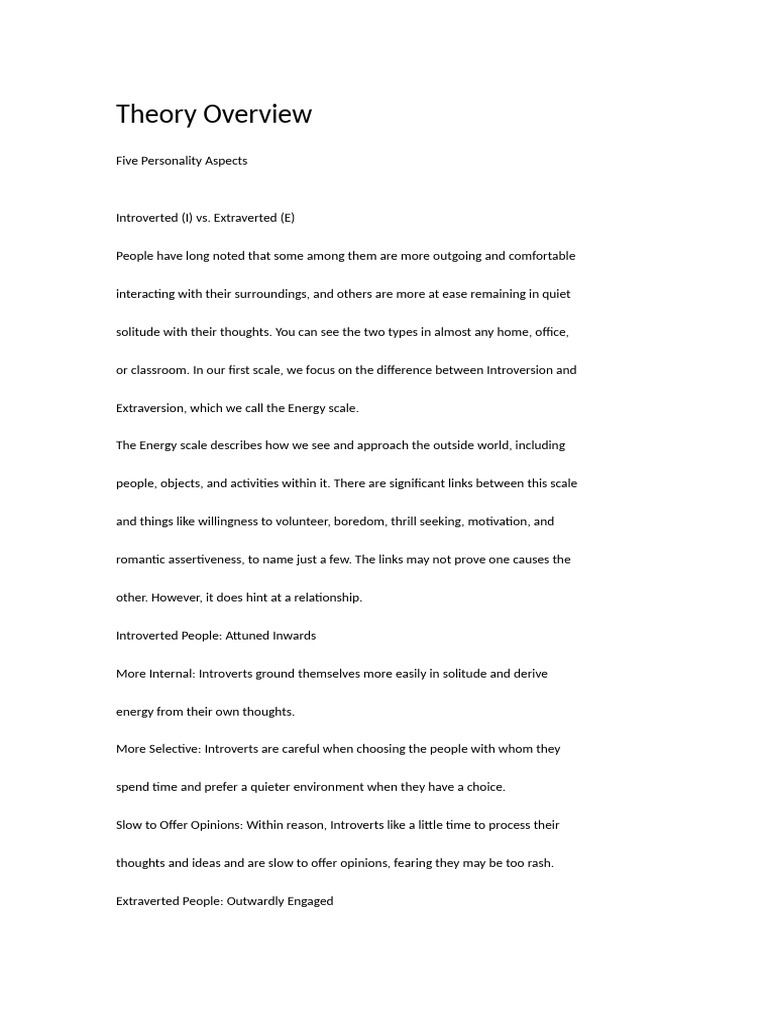 Understanding Personality Types: I vs. E | PDF | Extraversion And ...