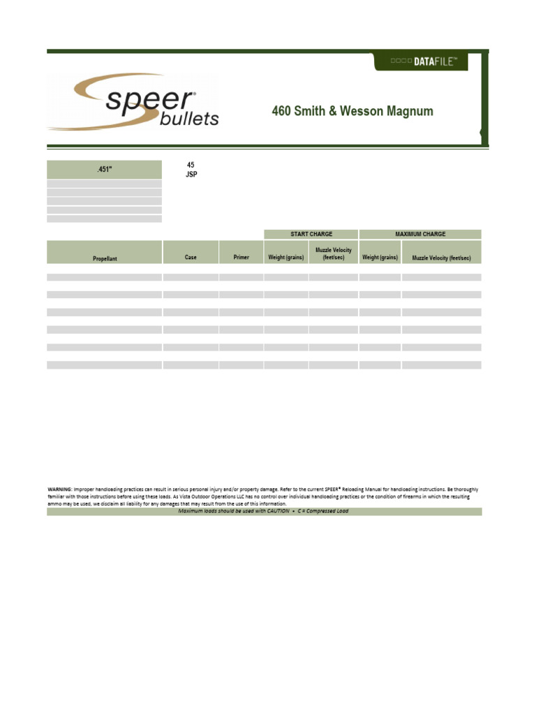460 SW Magnum 300 JSP | PDF | Pistol And Rifle Cartridges | Ballistics