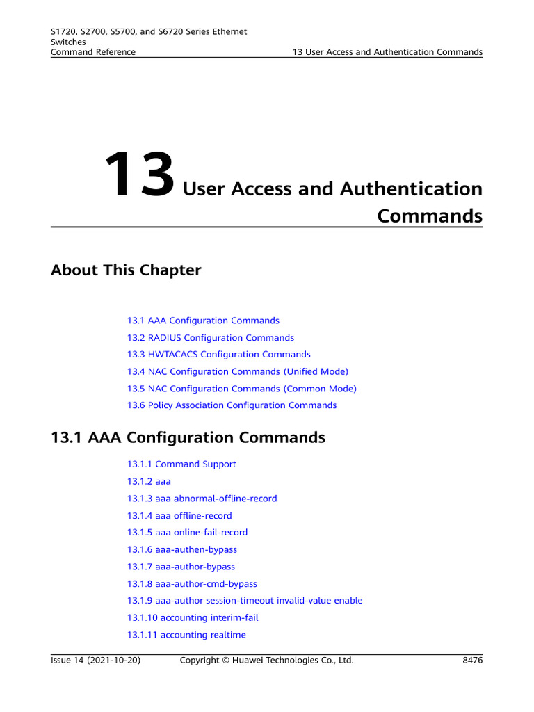 01-13 User Access and Authentication Commands | PDF | Radius | Command Line Interface