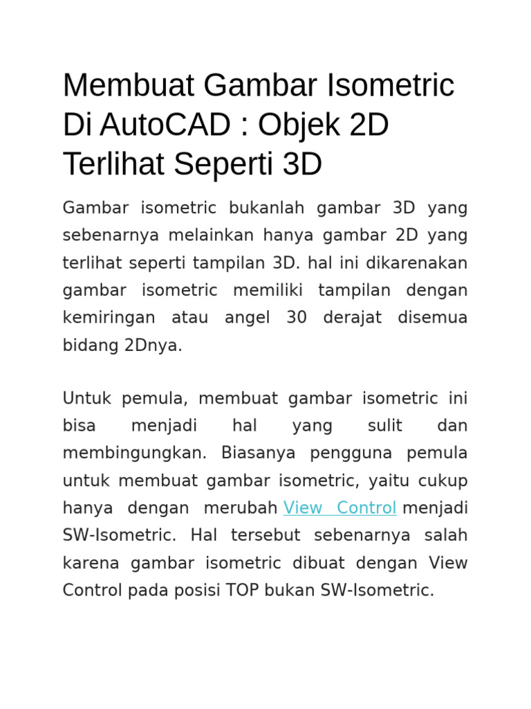 Membuat Gambar Isometric Objek 2D Yang Terlihat Seperti Tampilan 3D | PDF