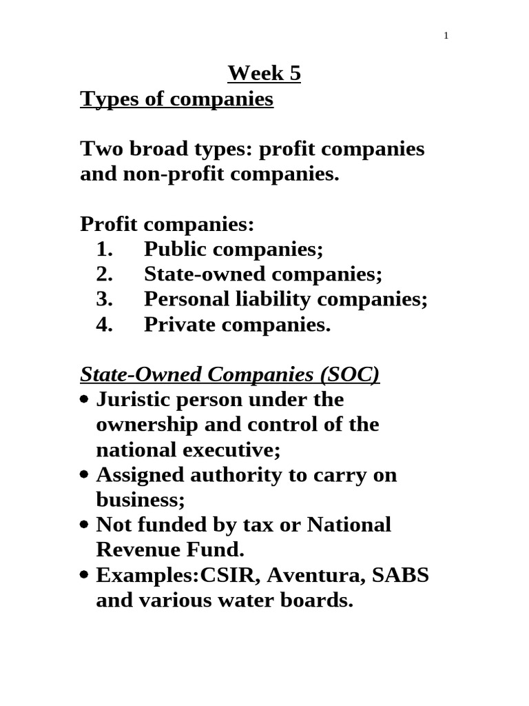 Types of Profit and Non-Profit Companies | PDF | Subsidiary | Holding ...