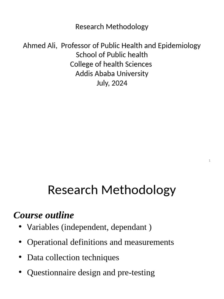Research Methodology and Questionnaire Development Prof Ahmed | PDF ...