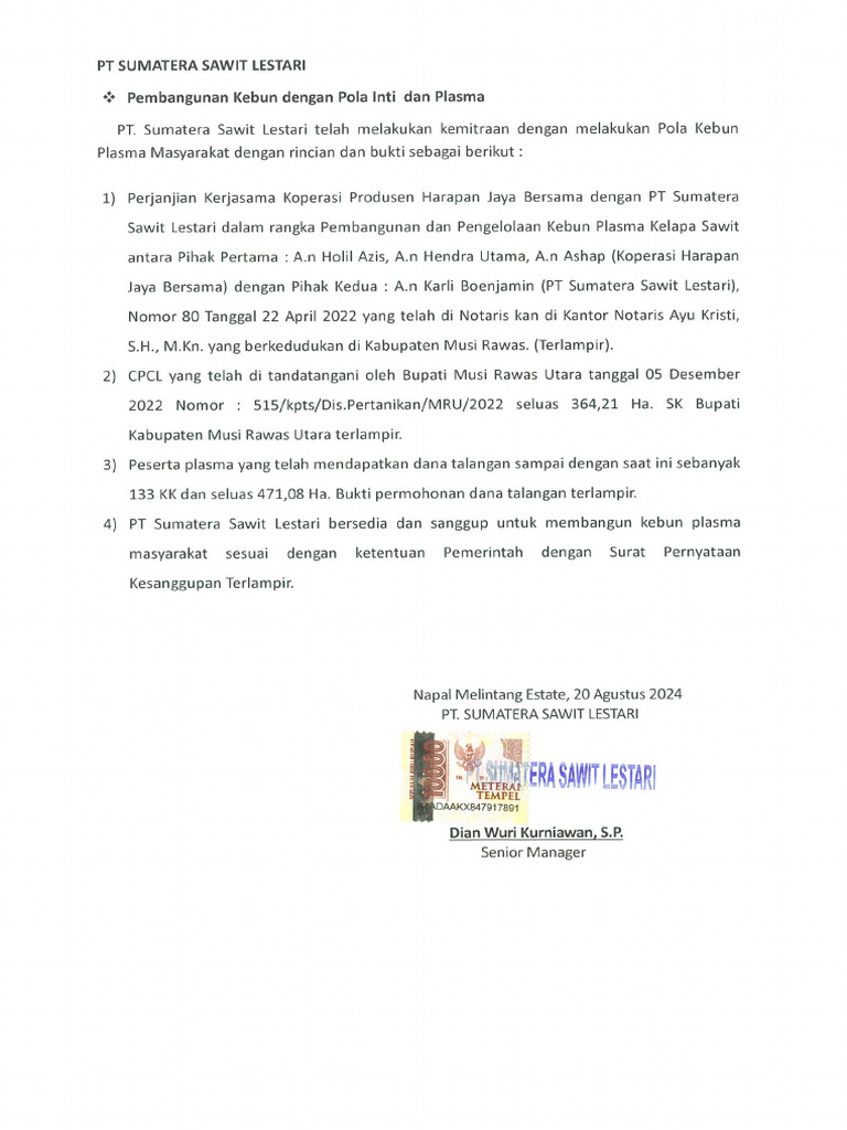 Pembangunan Kebun Dengan Popa Inti & Plasma | PDF