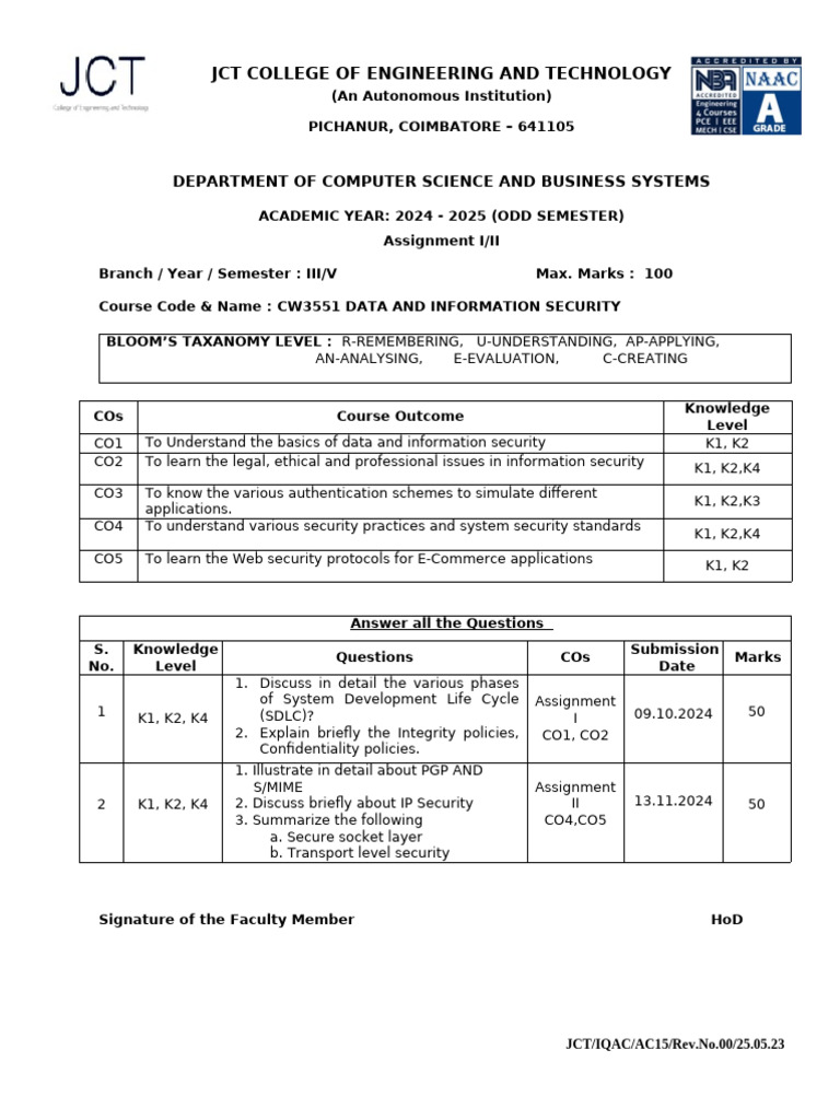 DIS Assignment Question Paper | PDF | Information Security | Internet ...