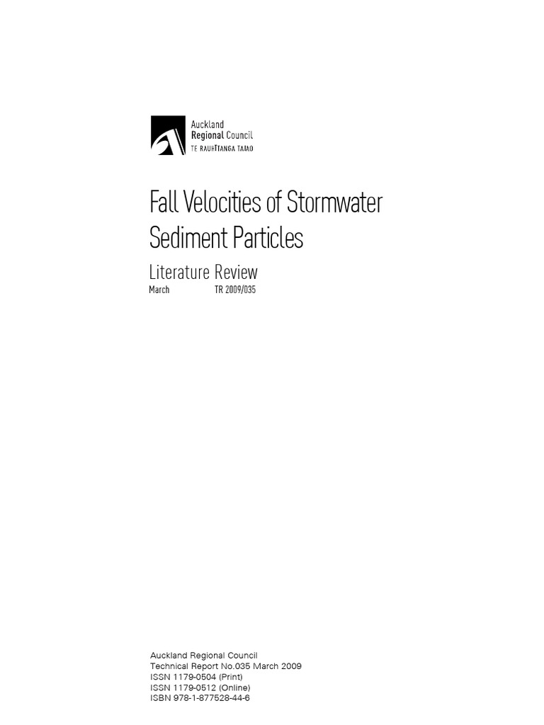 Tr2009 035 Fall Velocities of Stormwater Sediment Particles ...