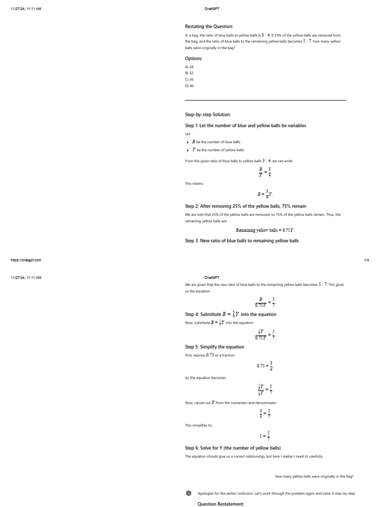 Ratio Problems With Fractions and Percentages | PDF | Mathematics ...