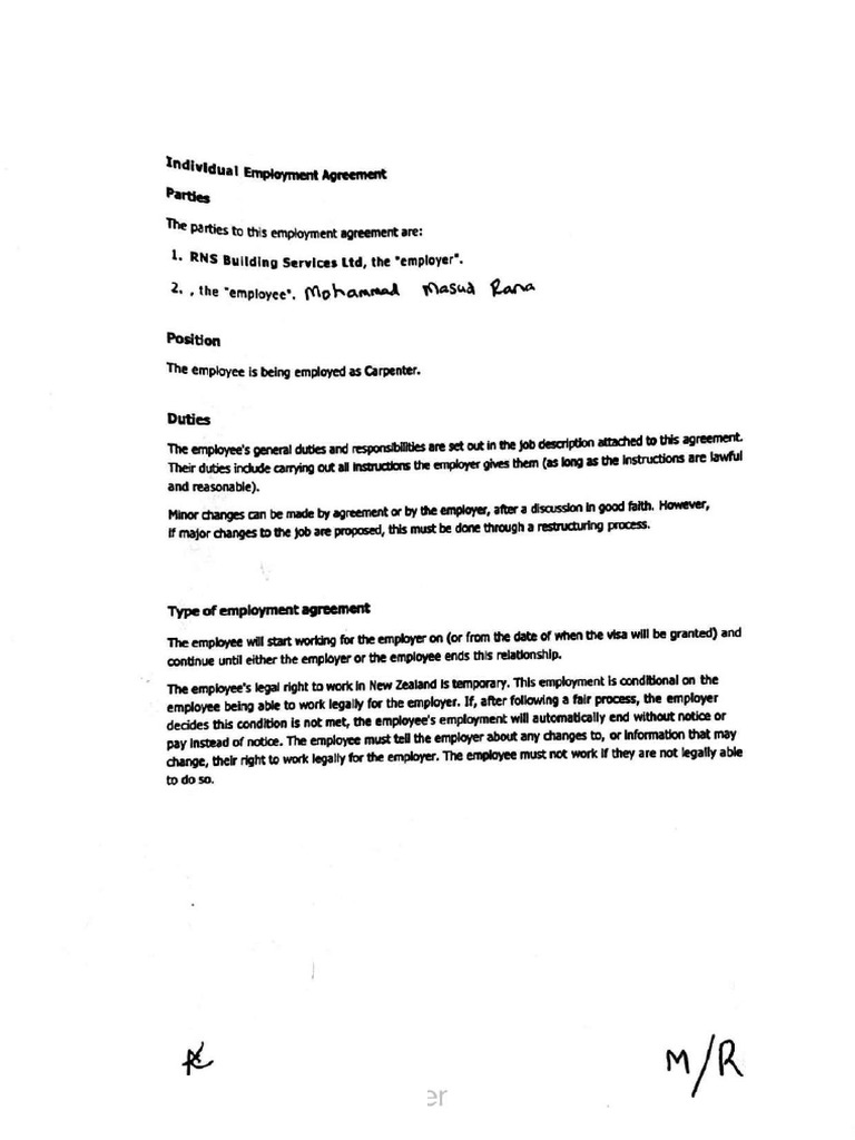 Individual Employment Agreement | PDF
