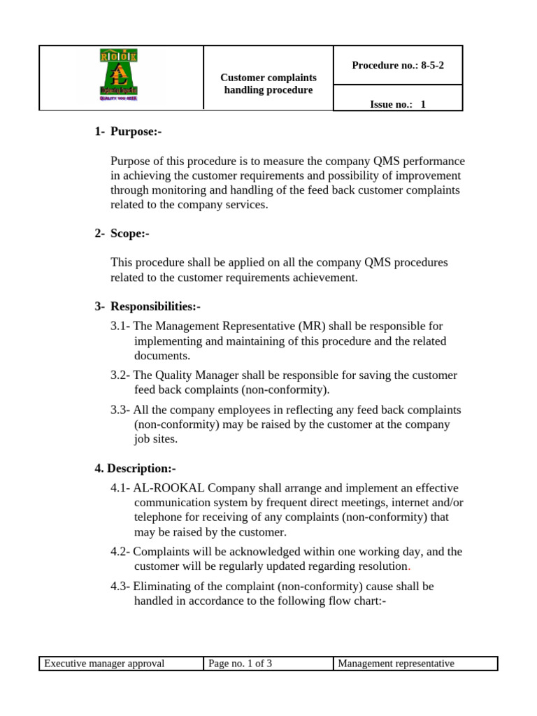customer complaints handling procedure 8_5_2 JM | PDF