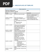 Mise en Place List Template Guide | PDF | Cooking | Cuisine