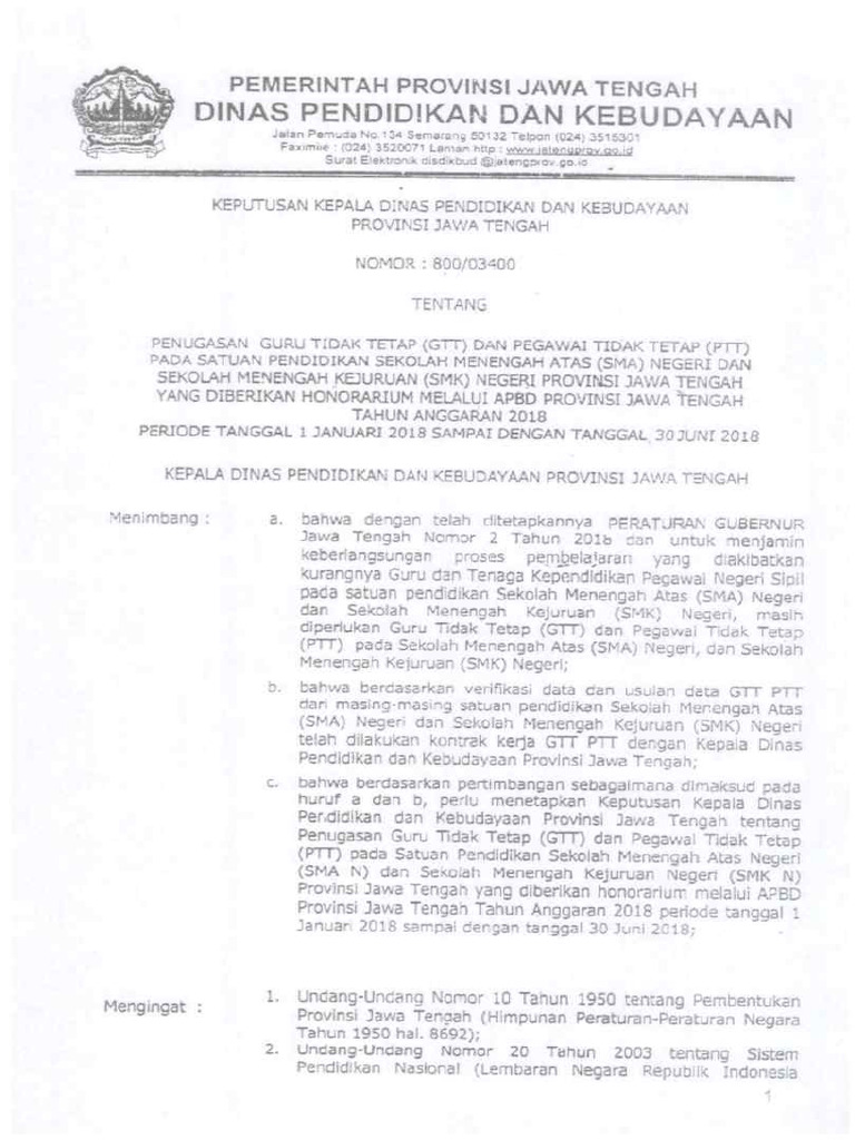 SK Penugasan Provinsi Tahun 2018 Lutfi | PDF