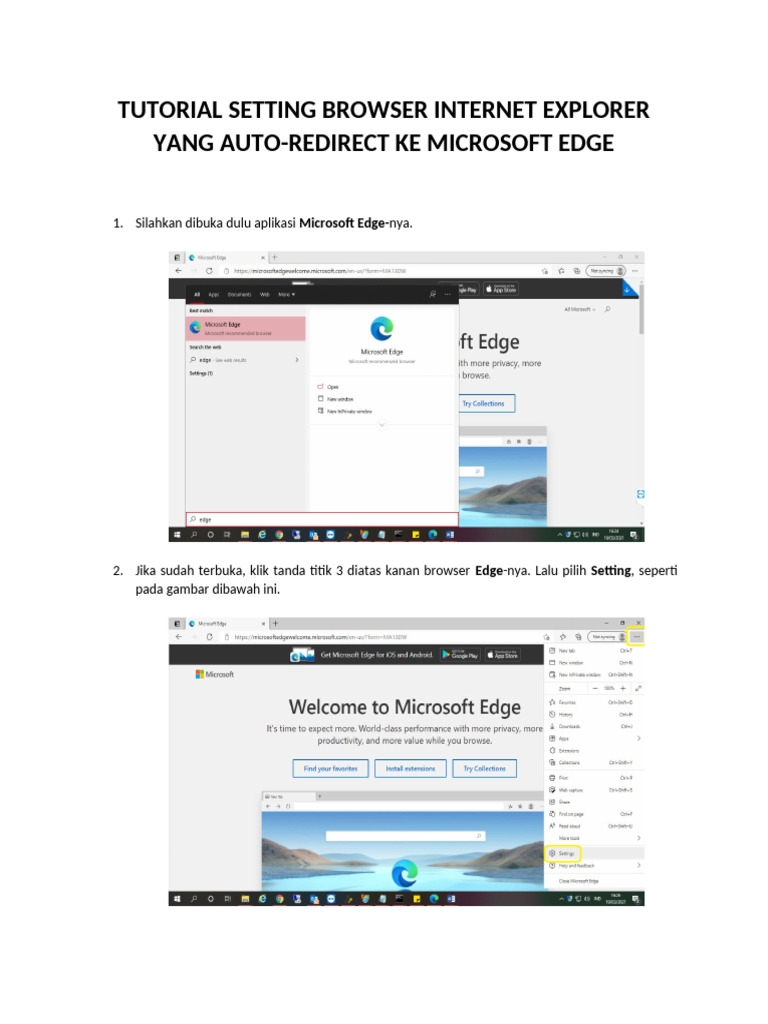 Tutorial Setting Switch Ke Browser Ie Dari Ms. Edge | PDF