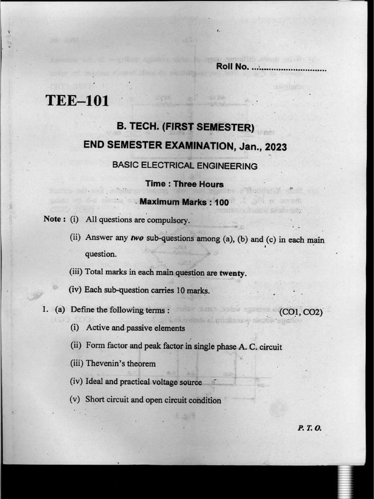 2023 Jan 1st Sem Btech End Term | PDF