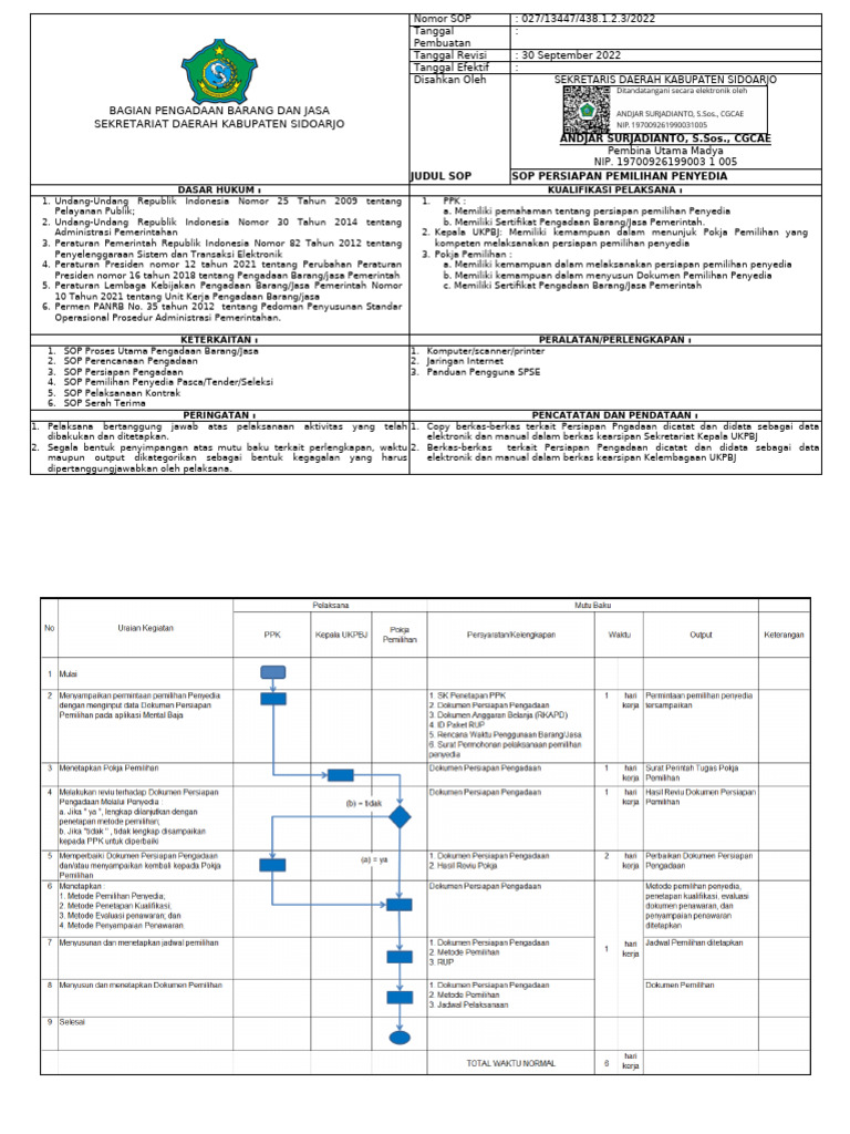 SOP Pers Pemilihan Peny | PDF