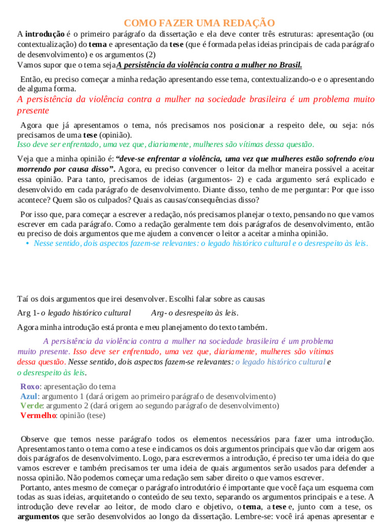 COMO FAZER UMA REDAÇÃO ok | PDF | Parágrafo