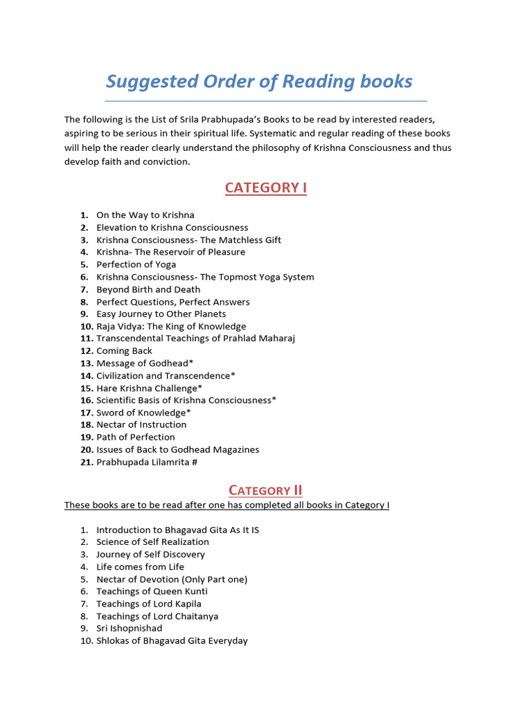 Iskcon Books List | PDF