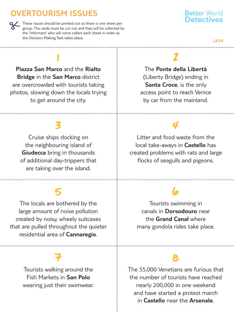 BWD LS5 L5.R4 Overtourism Issues Sheet | PDF | Venice | Natural Environment