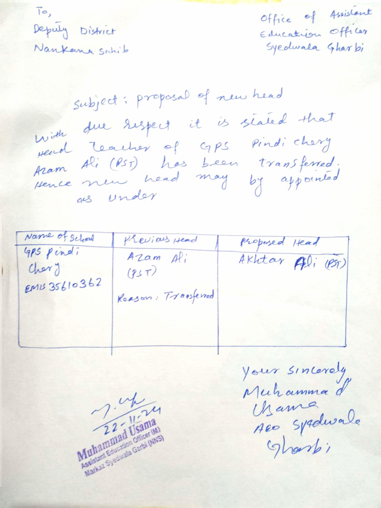 proposal to change head | PDF