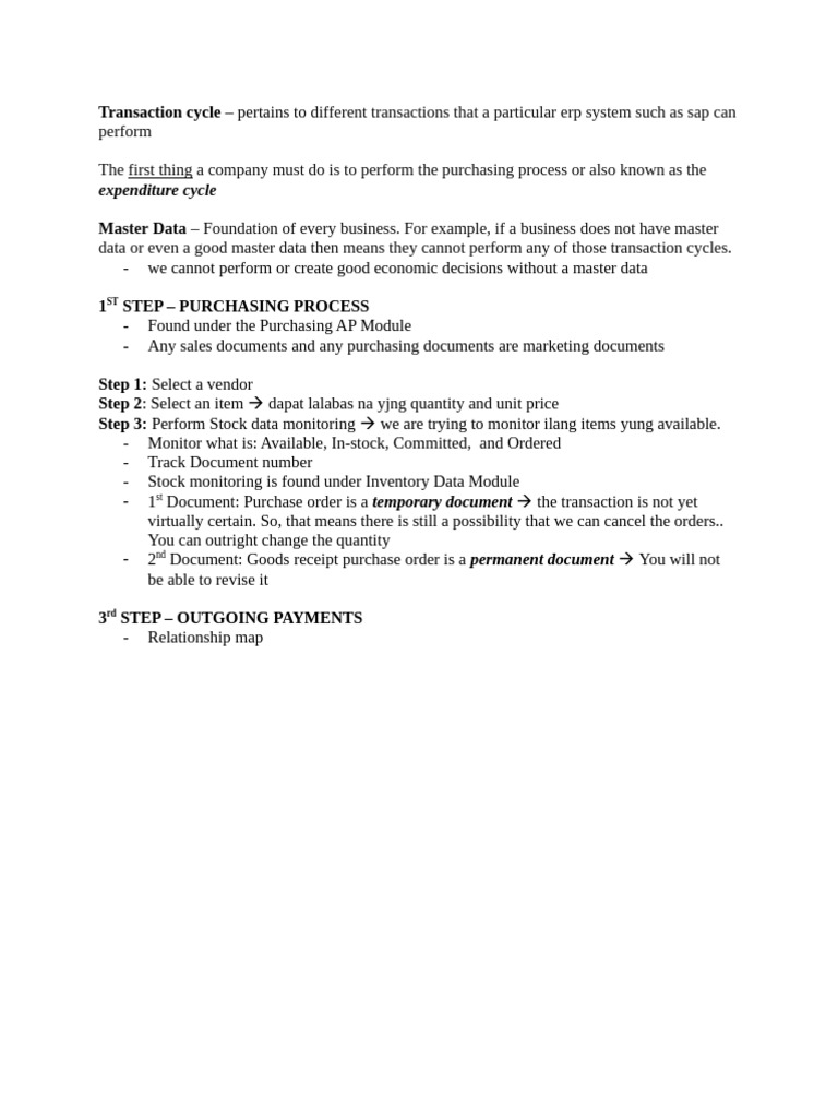 Transaction cycle | PDF
