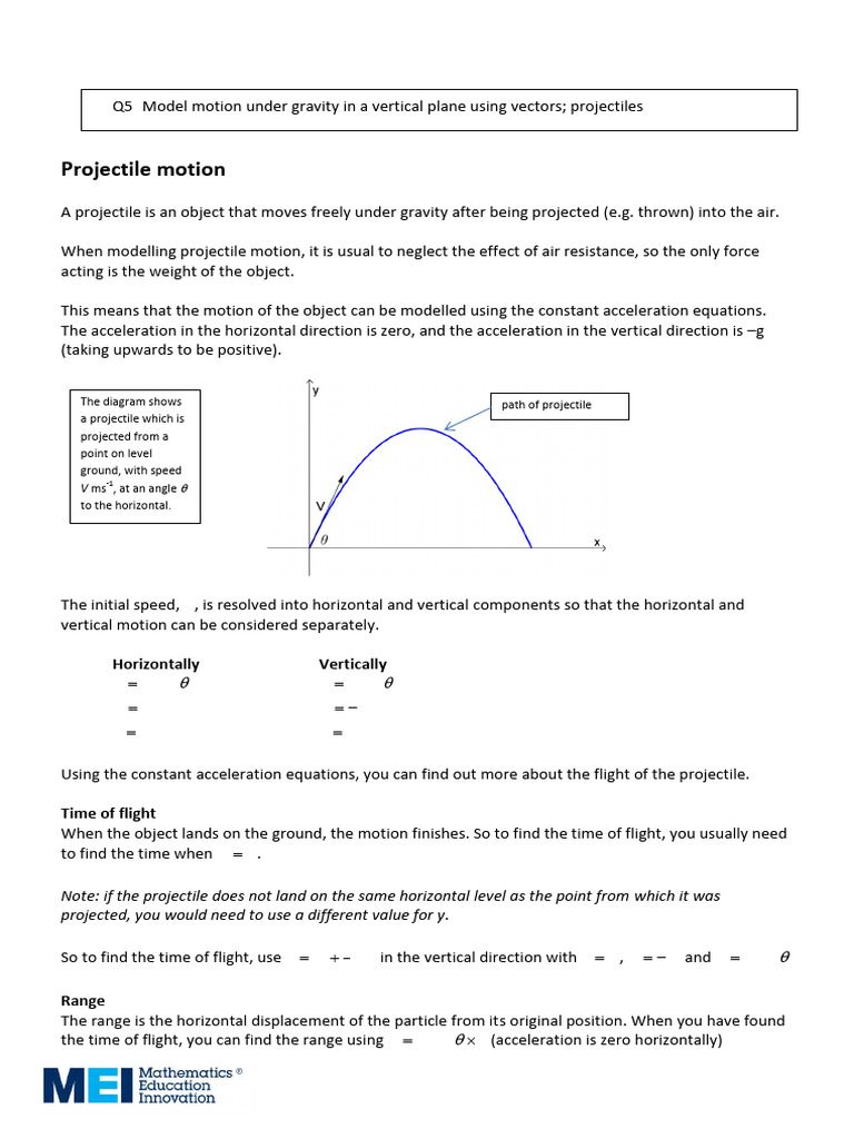 Mathematics Applied 4 Projectiles Year 13 Term 2 | PDF | Projectiles | Acceleration