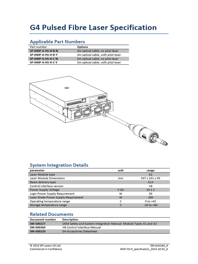 40W HS-H Pulsed Fibre Laser Specs | PDF | Laser | Power Supply