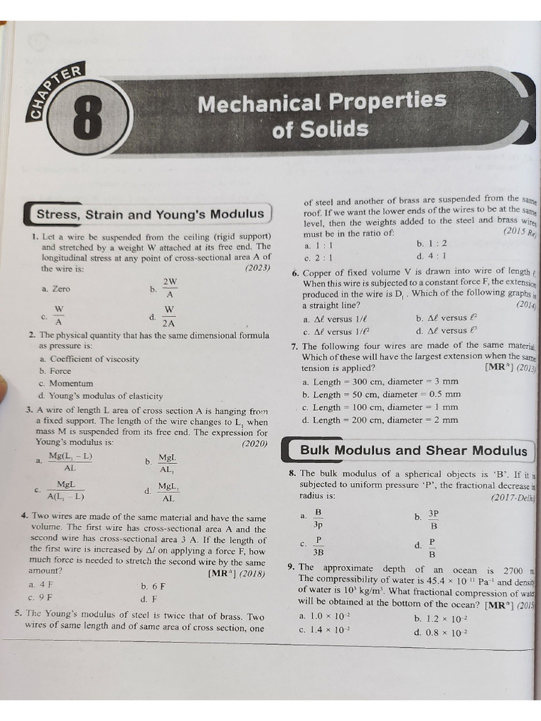 Mechanical Properties of Solid P.W PYQS | PDF