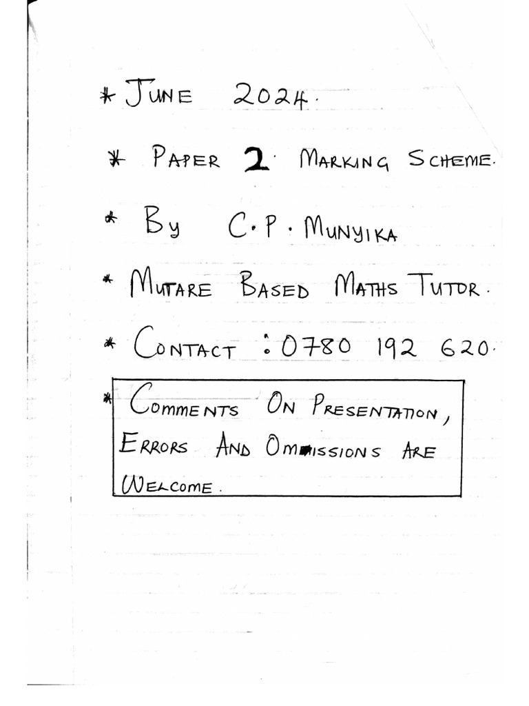 Marking Scheme, Maths O Level J2024 P2 | PDF