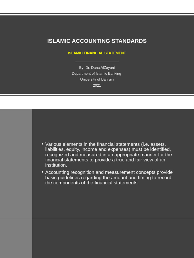 Islamic Accounting Standards Overview | PDF | Historical Cost | Equity ...