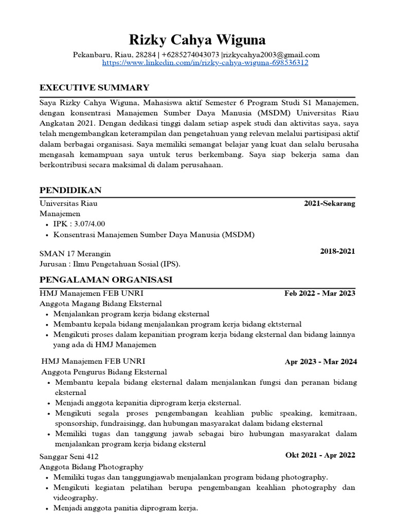CV Magang MSIB | PDF