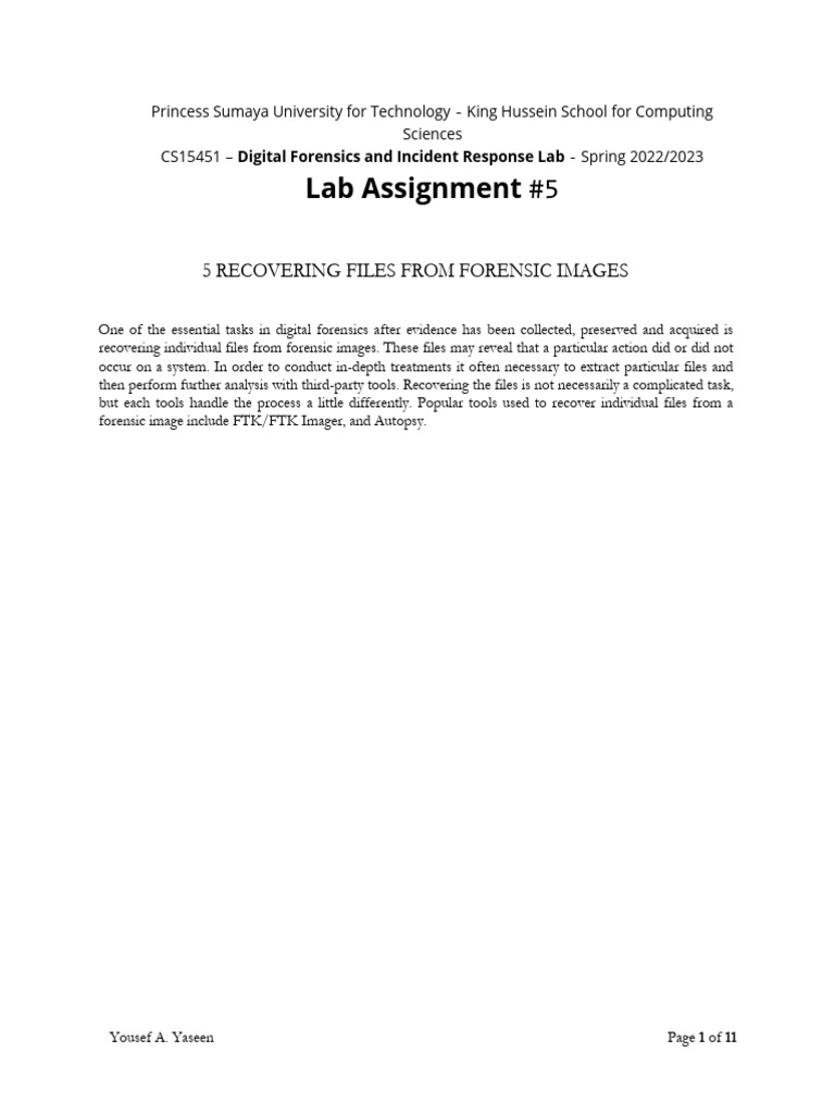 Lab05-RECOVERING FILES FROM FORENSIC IMAGES | PDF | Computer File | Button (Computing)