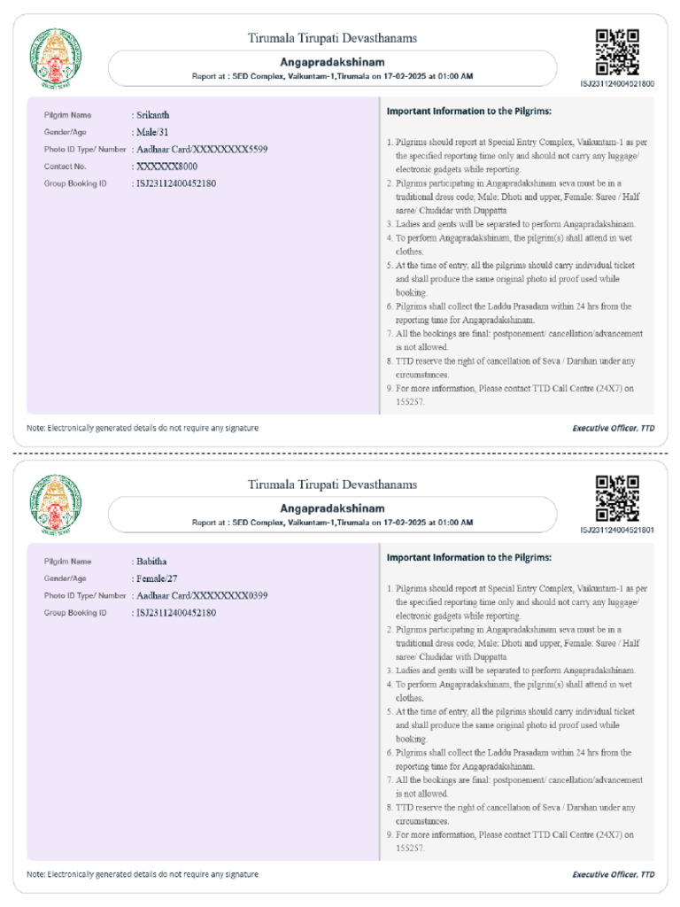 Angapradakshinam Receipt | PDF