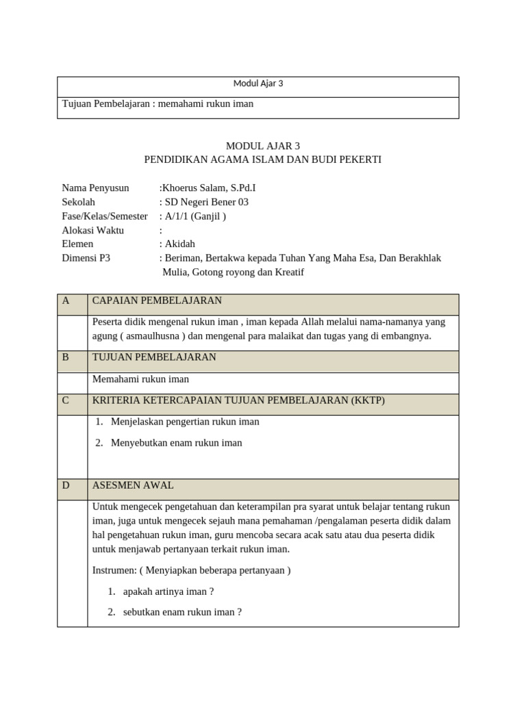Modul Ajar 3 Ok | PDF
