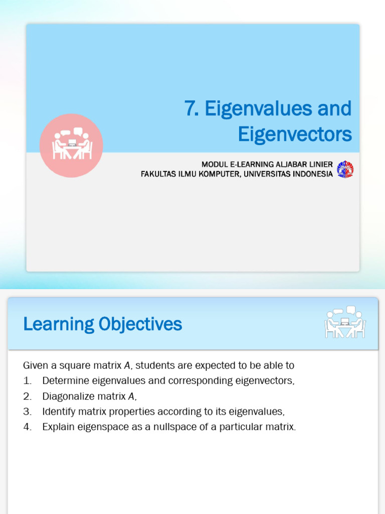 Modul 7_Eigenvalues and Eigenvectors | PDF | Eigenvalues And Eigenvectors | Matrix (Mathematics)