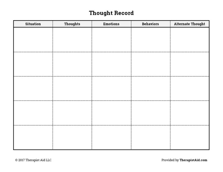 Thought Record Template for Therapy | PDF
