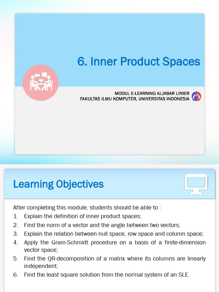 Modul 6 - Inner Product Spaces-Editedaruni English | PDF | Basis ...