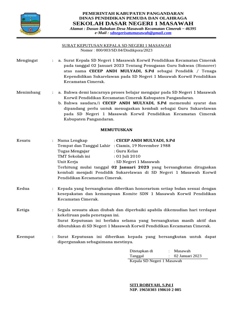 SK Terakhir (Sukwan) - Cecep | PDF