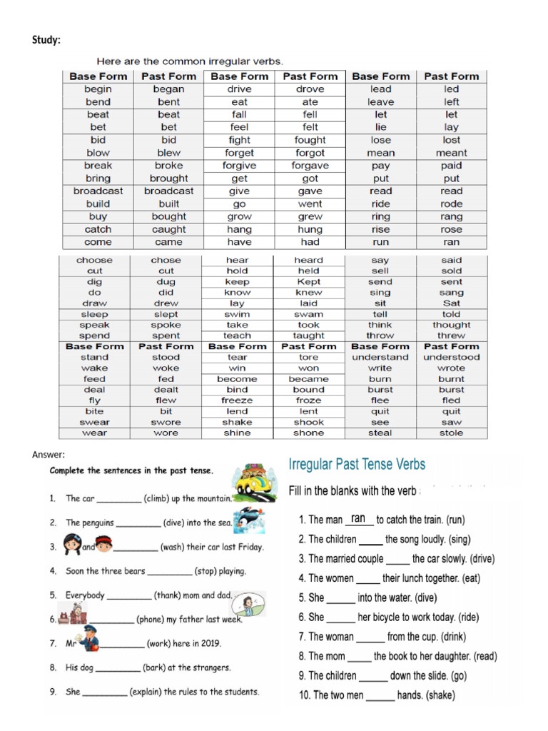 Past Tense Worksheet | PDF