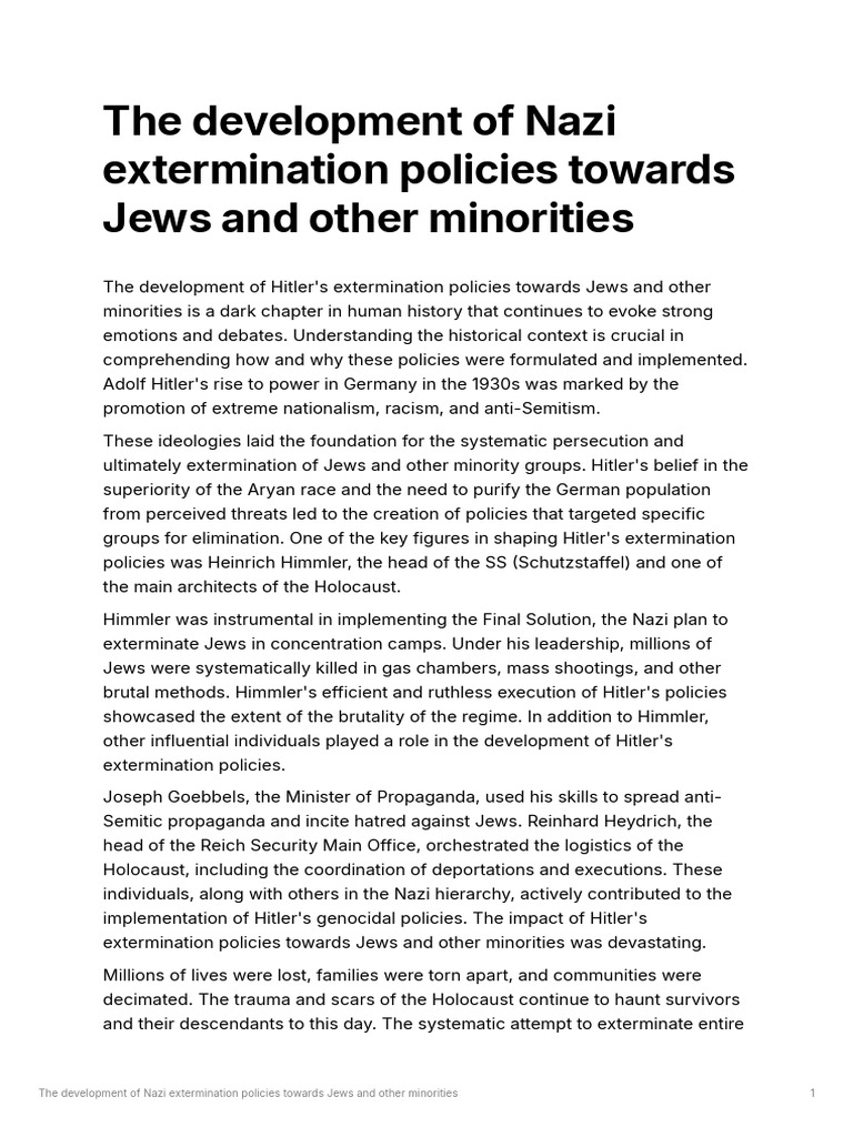 Holocaust Policy Development | PDF | Extermination Camp | Nazi Germany