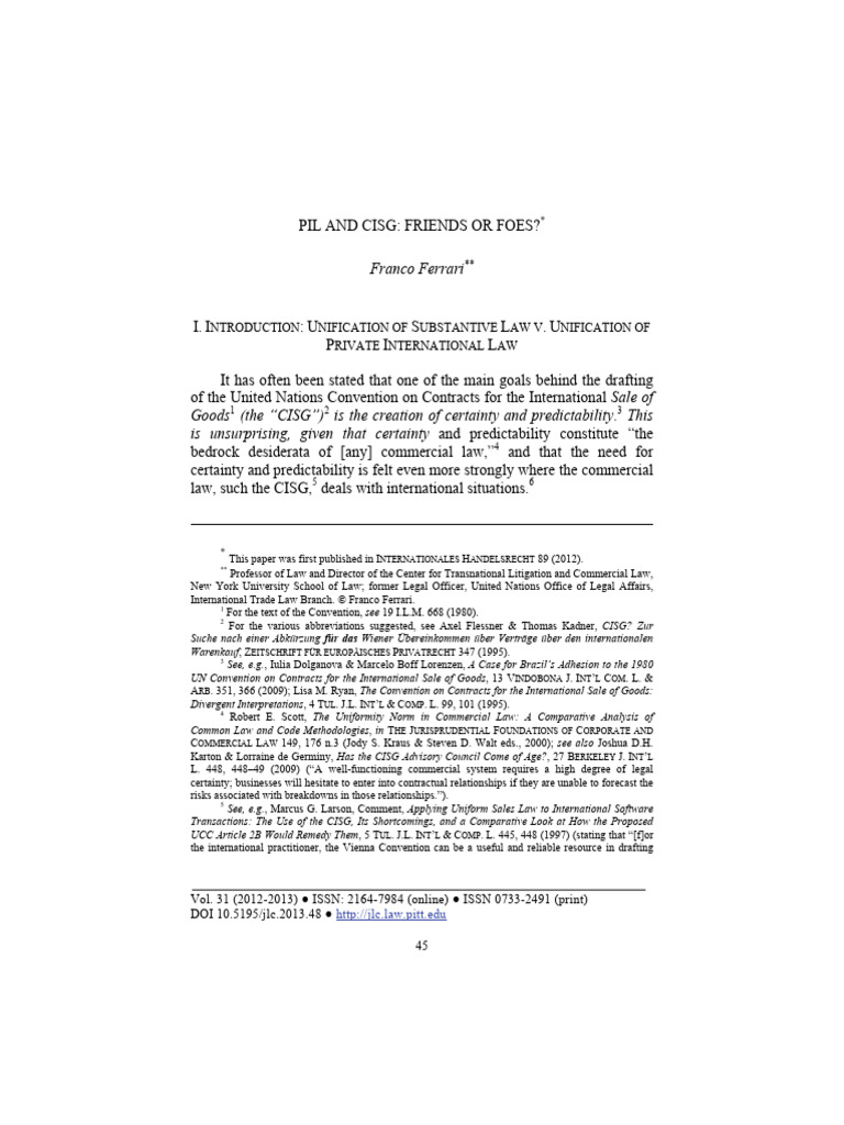 Ferrari 31 JLCom 2013 45 | PDF | International Law | Civil Law (Legal ...