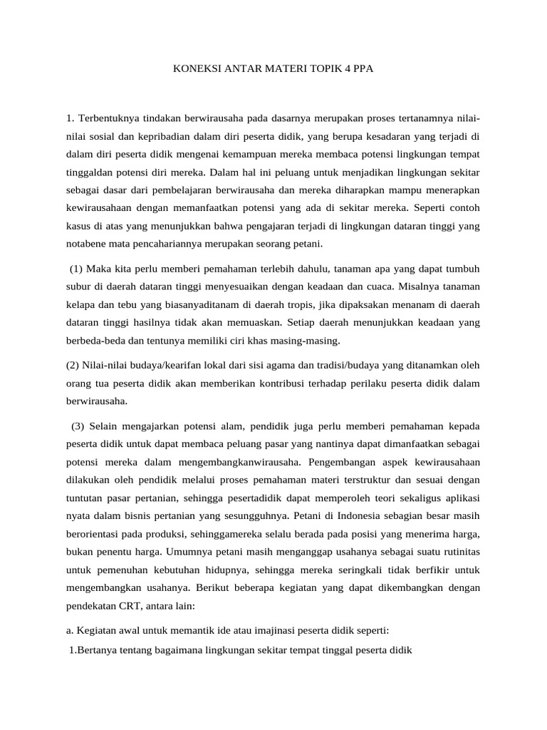 Koneksi Antar Materi Topik 4 Ppa | PDF