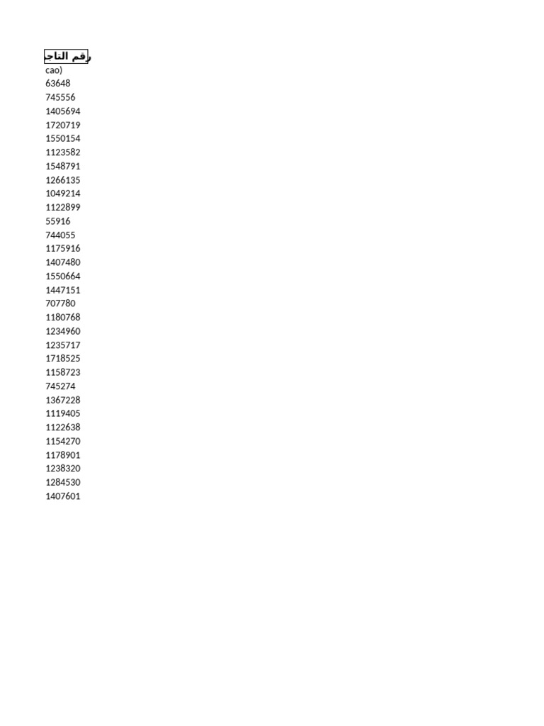 Numbers Table | PDF