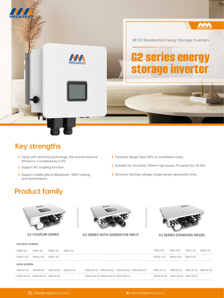 MEGAREVO - Fiches Techniques Onduleurs Hybrid 6kW & 8kW - G2 Series Energy Storage Inverter ...