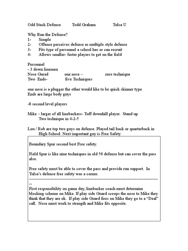 Odd Stack Defensetodd Graham Tulsa U | Download Free PDF | Business