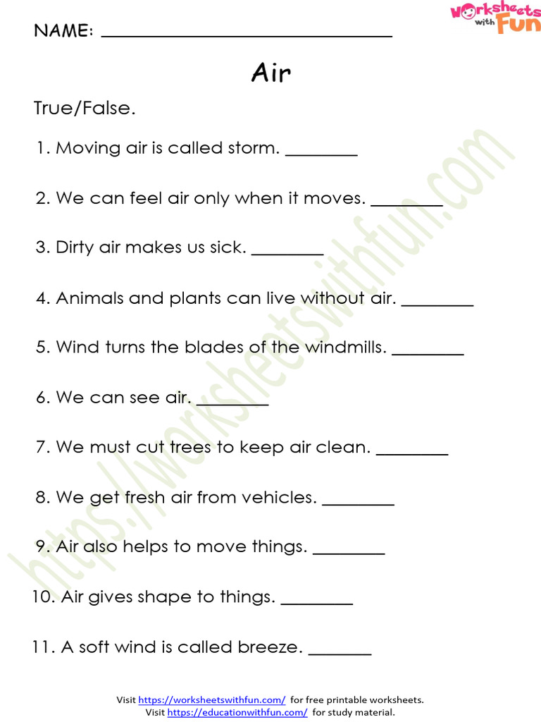 Air Worksheet 3 | PDF