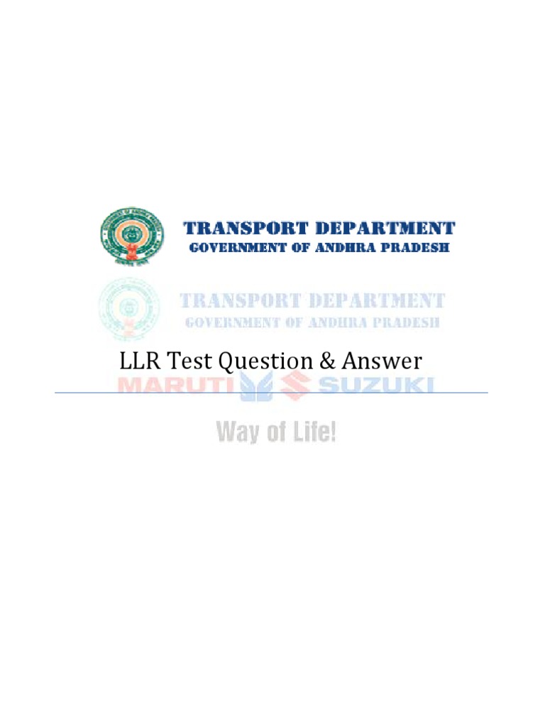 LLR Test Q&A-Road Signs&Traffic Signals | PDF | Traffic | Traffic Light