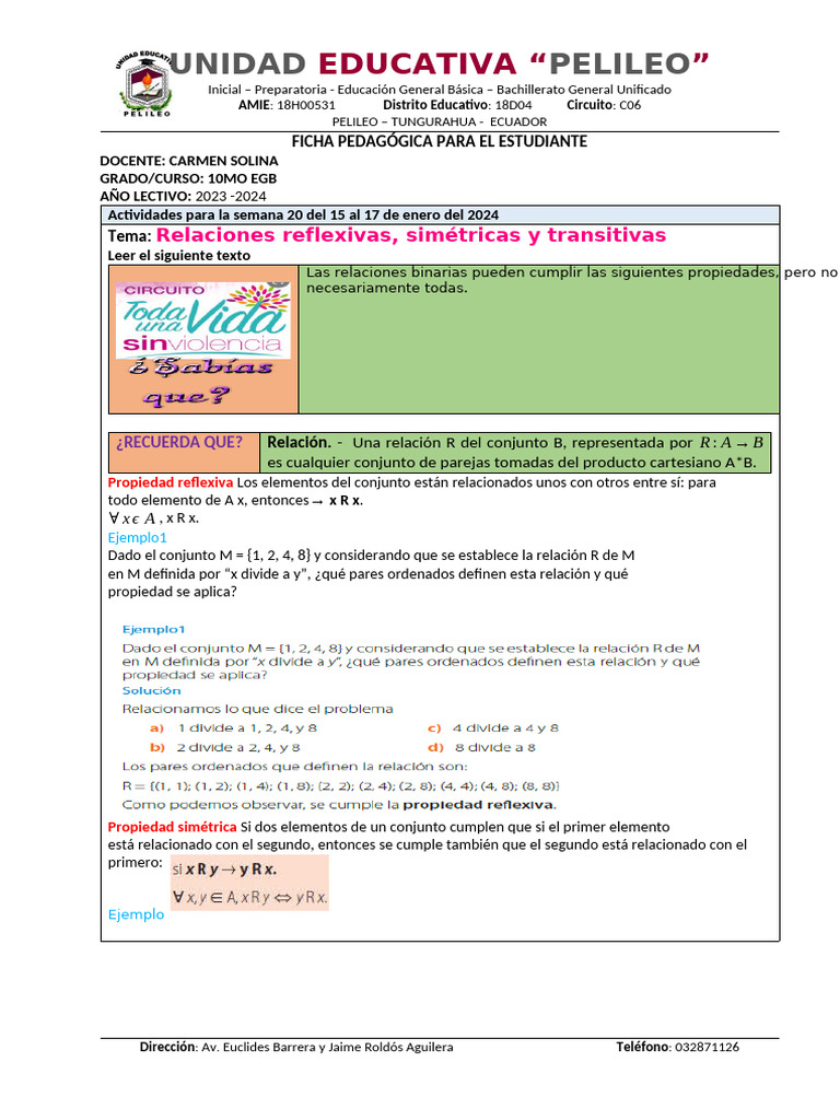 Ficha Decimo B 18enero | PDF | Función (Matemáticas) | Variable (Matemáticas)