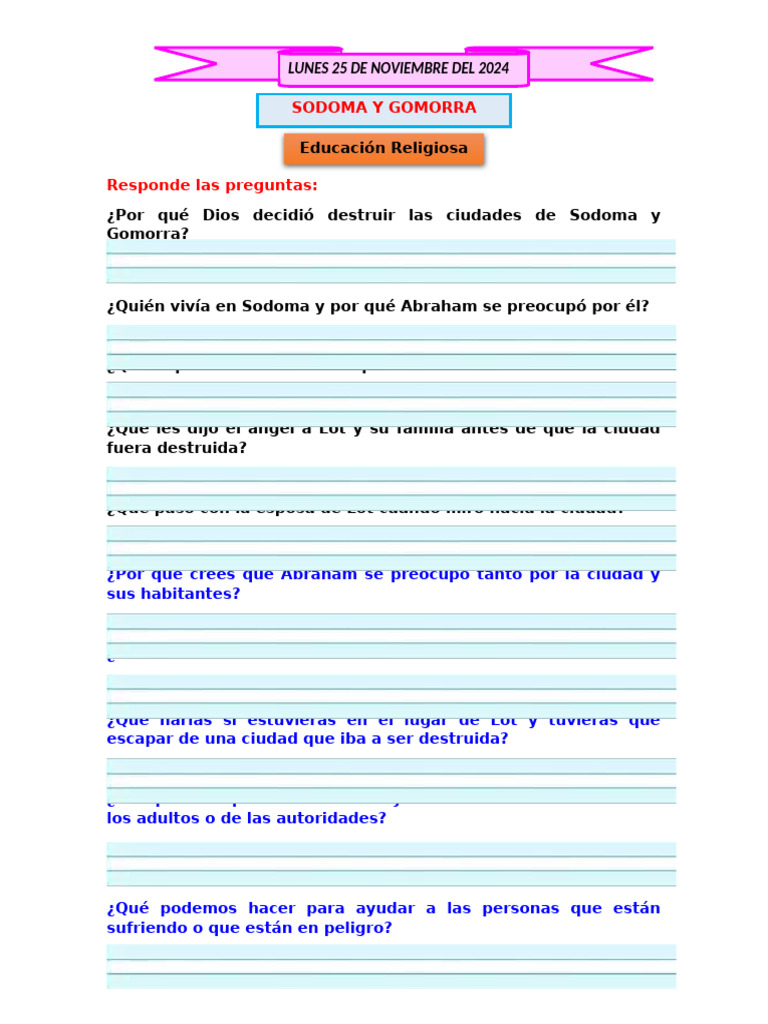 Ficha de Religion 25 de Noviembre | PDF